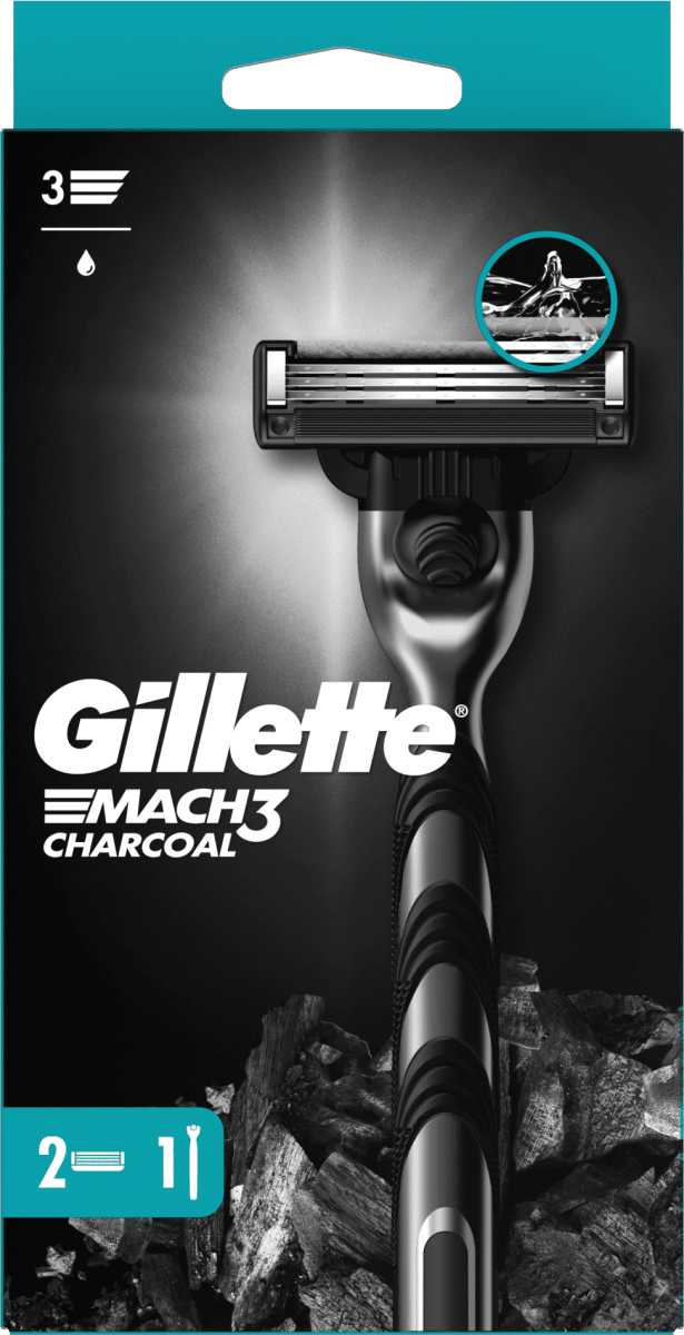 Gillette Mach3 Charcoal holicí strojek + 2 náhradní hlavice, 1 ks | dm.cz