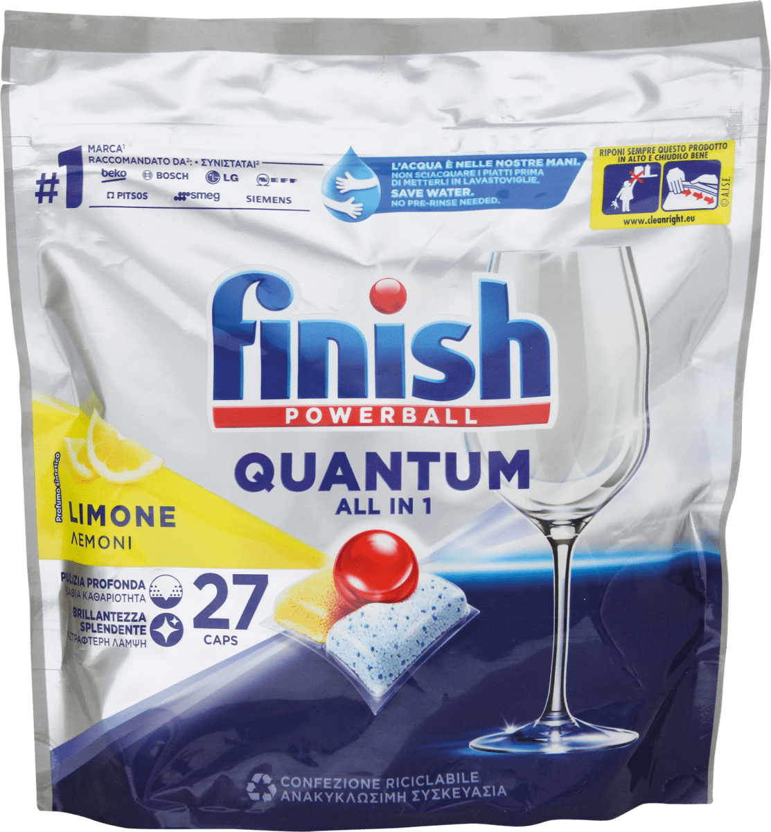 Finish Caps per lavastoviglie Quantum All in 1 al limone, 27 pz ...
