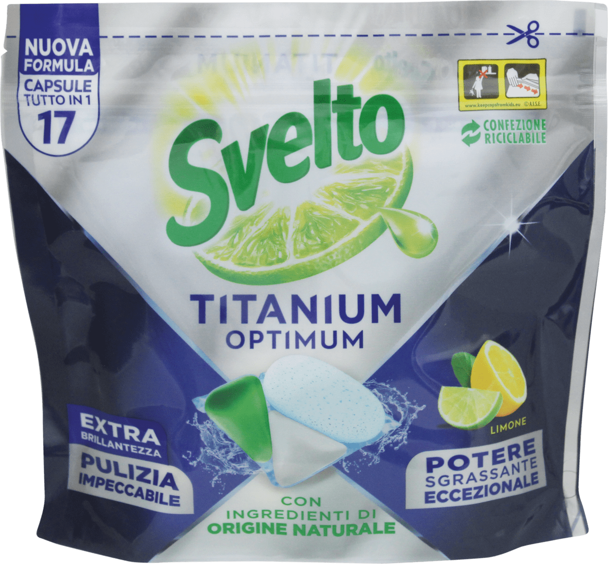 Svelto Caps per lavastoviglie Titanium Optimum al limone, 17 pz | dm Italia