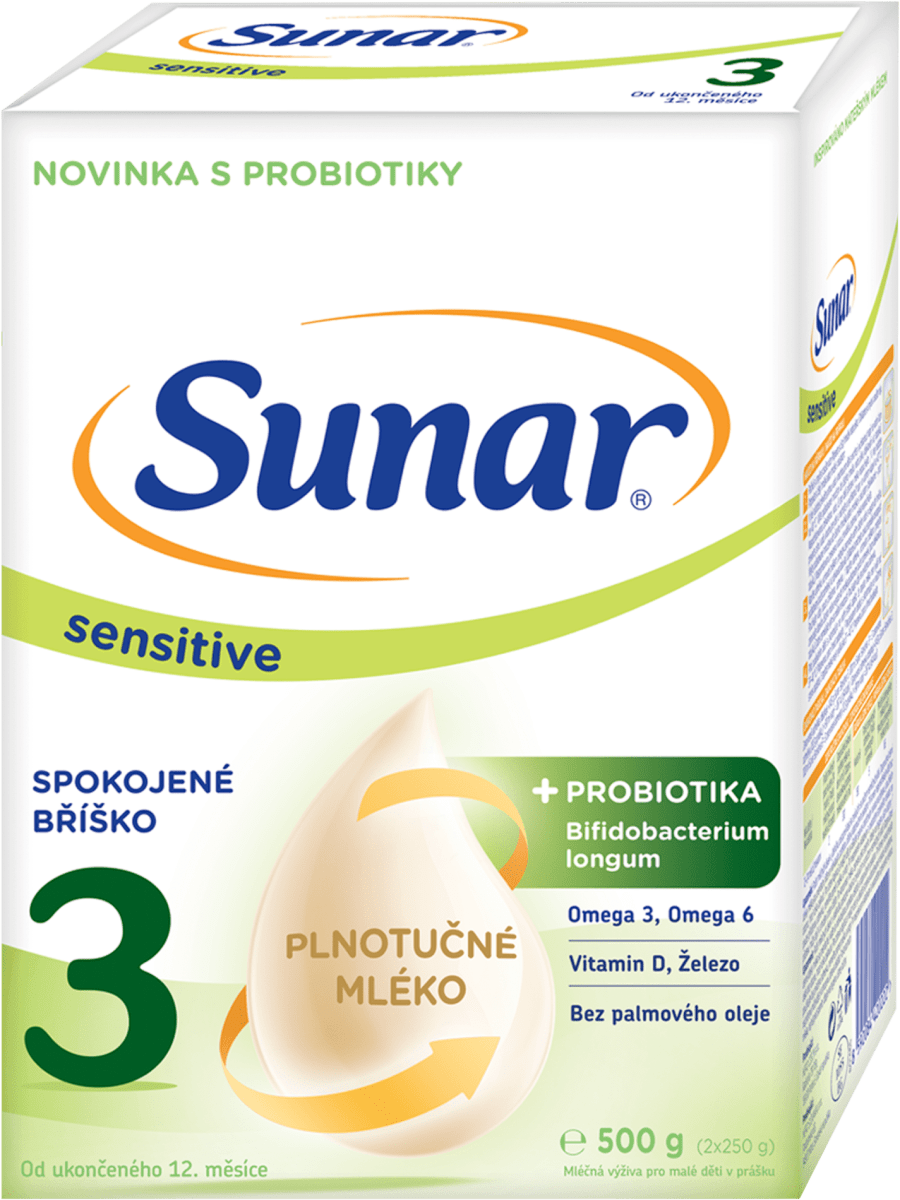 Sunar Mliečny nápoj pre malé deti sensitive 3, 500 g | mojadm.sk