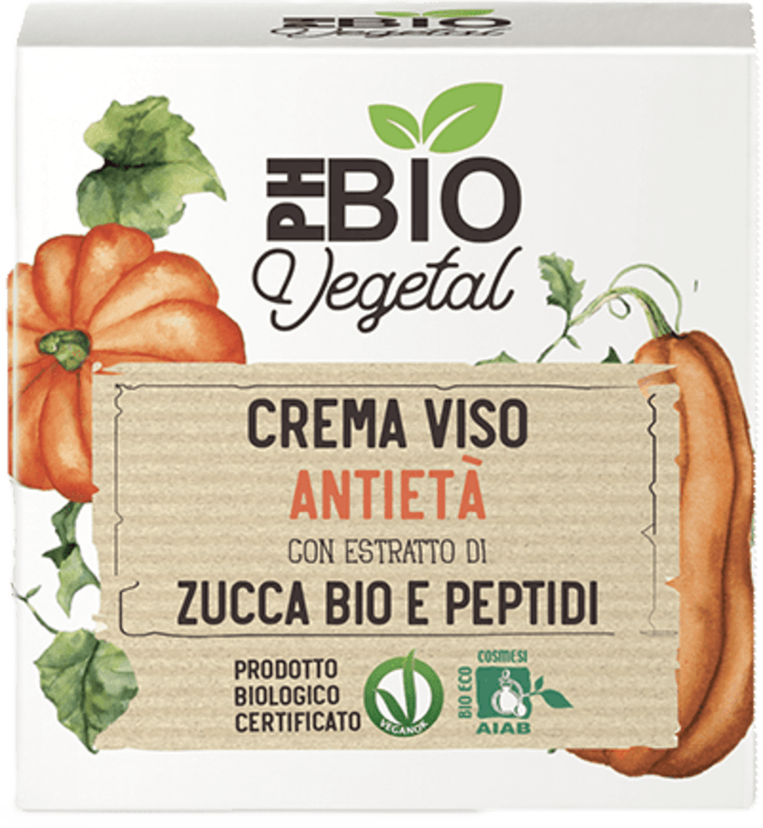 PHBIO Crema viso antietà con zucca bio e peptidi, 50 ml | dm Italia