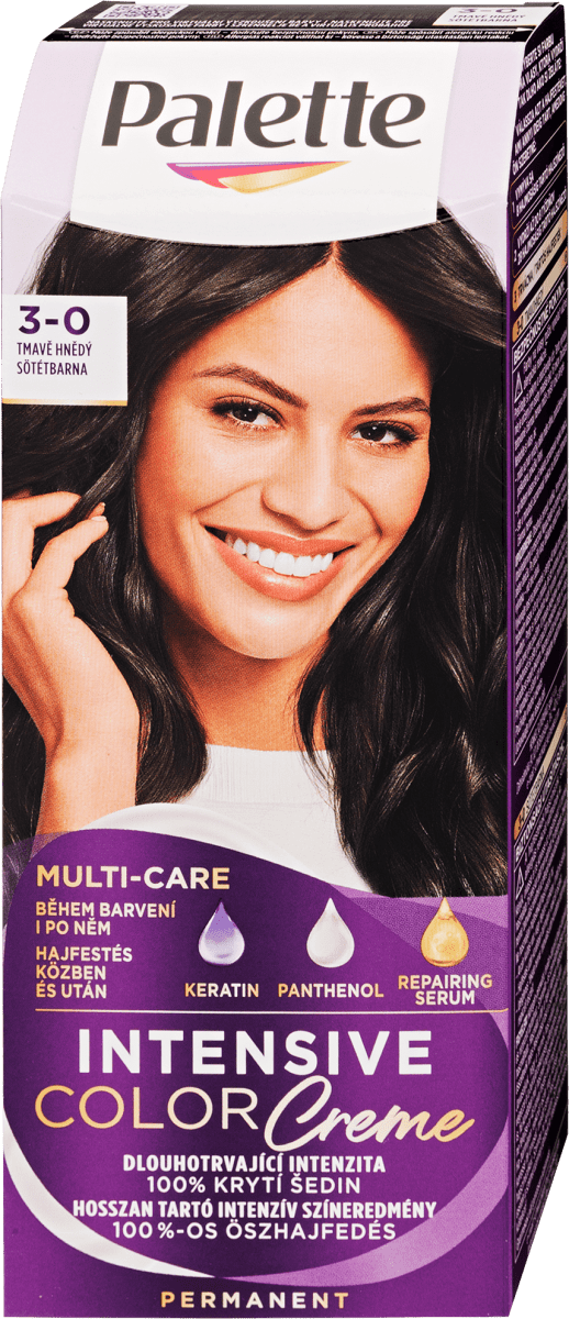 Palette Intensive Color Creme Tartós hajfesték, sötétbarna 3-0, 1 db ...