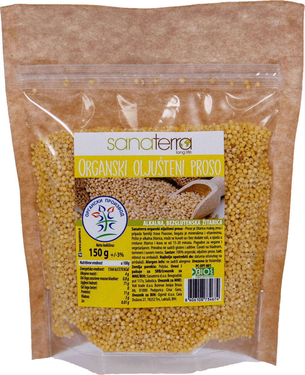 sanaterra ORGANSKI OLJUŠTENI PROSO, 150 g | dm.rs