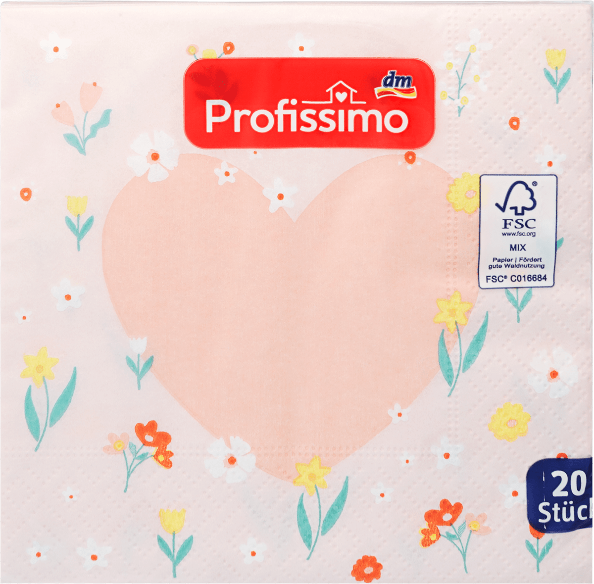 Profissimo Salvete 3 slojne- srce i cvetovi, 20 kom | dm.rs