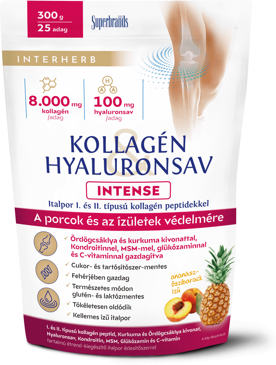 Interherb Kollagén és Hyaluronsav INTENSE italpor, porcok és az ízületek védelmére, 300 g | dm.hu