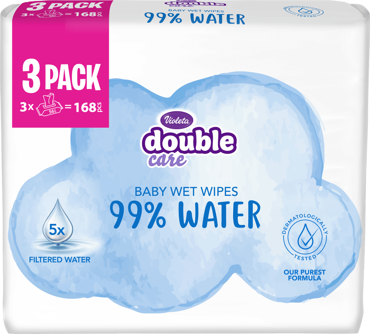 Violeta double care vlažne maramice – 99 % voda, 168 kom. | dm ...