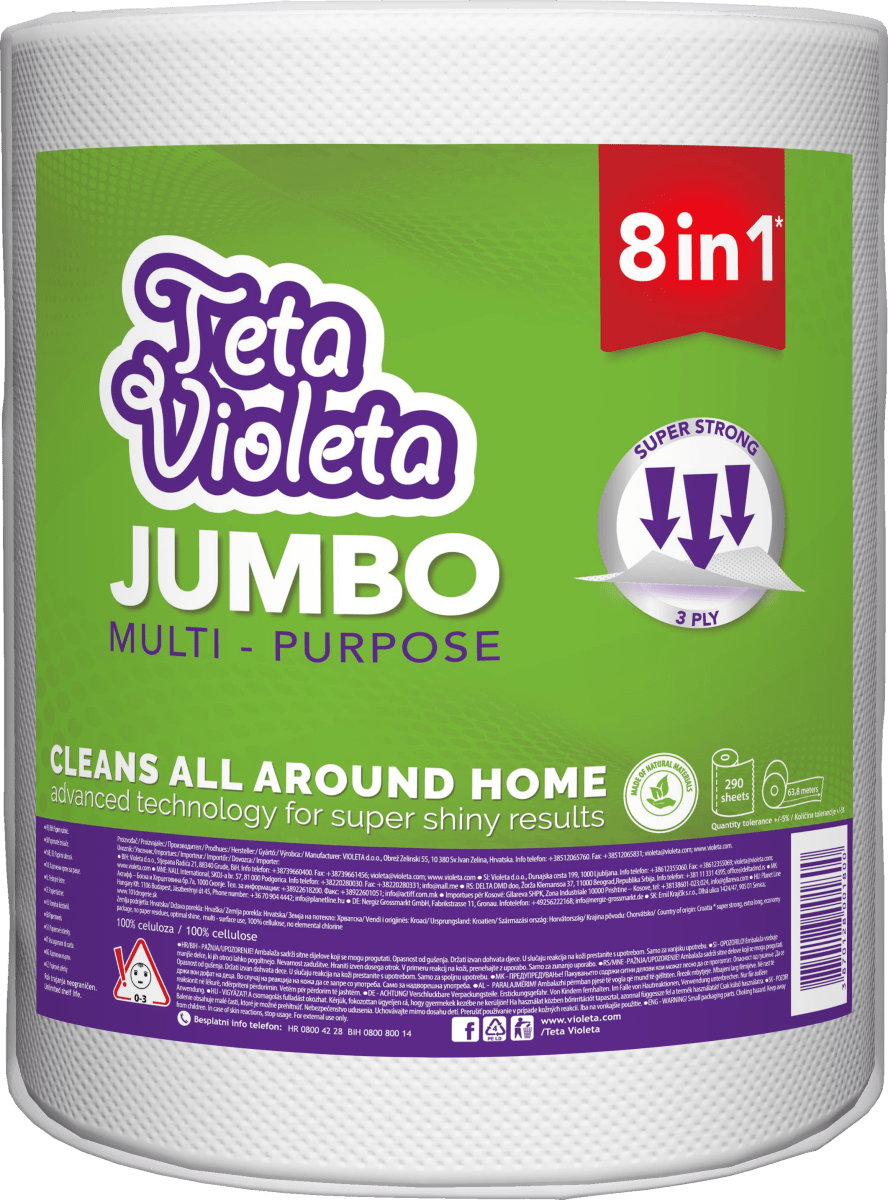 Teta Violeta Troslojni Jumbo ubrusi 8u1, 290 listića, 1 kom. | dm-drogeriemarkt.ba