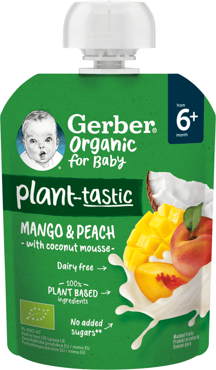 Gerber Organic Kapsička Plant-tastic mango a broskyňa s kokosovým ...