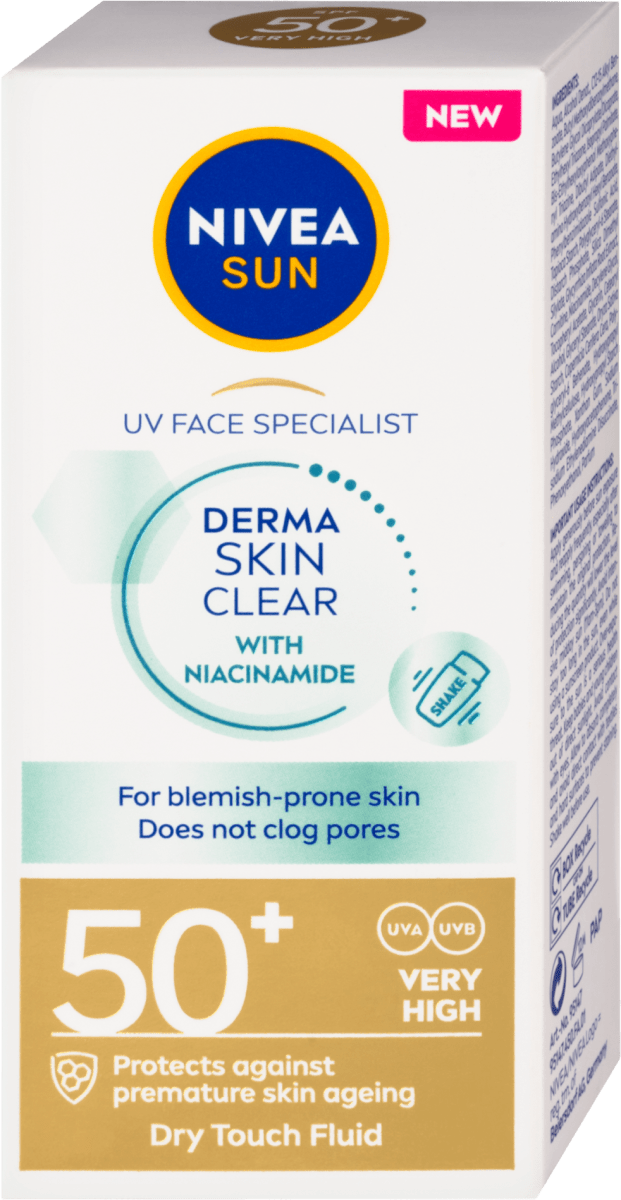NIVEA SUN Derma Skin Clear fluid za lice, SPF 50+, 40 ml | dm.hr
