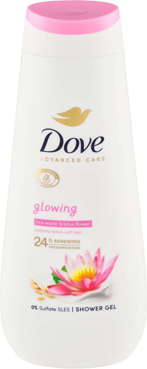 Dove Sprchovací gél Advanced Care Glowing, Rice Water & Lotus Flower ...