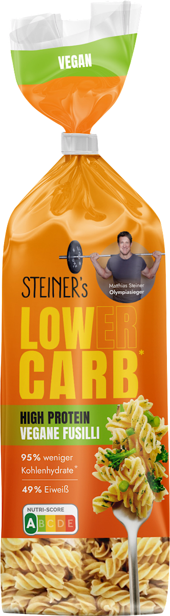 Steiner‘s Nudeln, LOWer Carb High Protein vegane Fusilli, 250 g ...