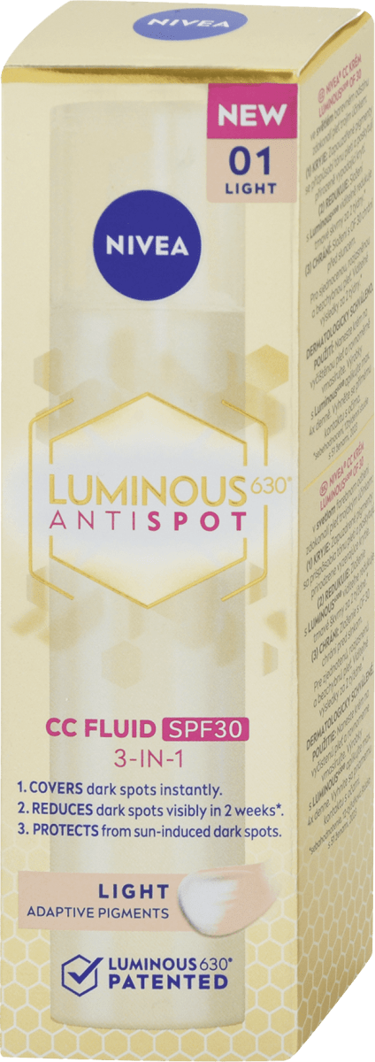 NIVEA CC fluid proti pigmentovým škvrnám Luminous 630° Antispot 3v1 s ...
