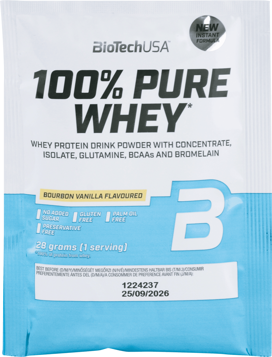 BioTechUSA Proteínový nápoj v prášku 100 % Pure Whey New vanilka, 28 g ...
