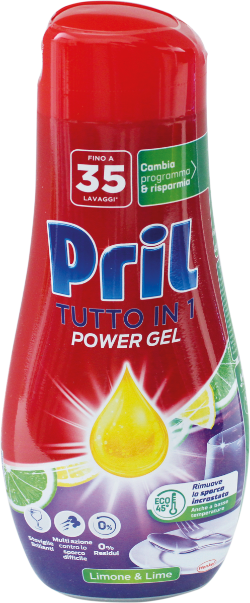Pril Gel per lavastoviglie Tutto in 1 limone e lime, 630 ml | dm Italia