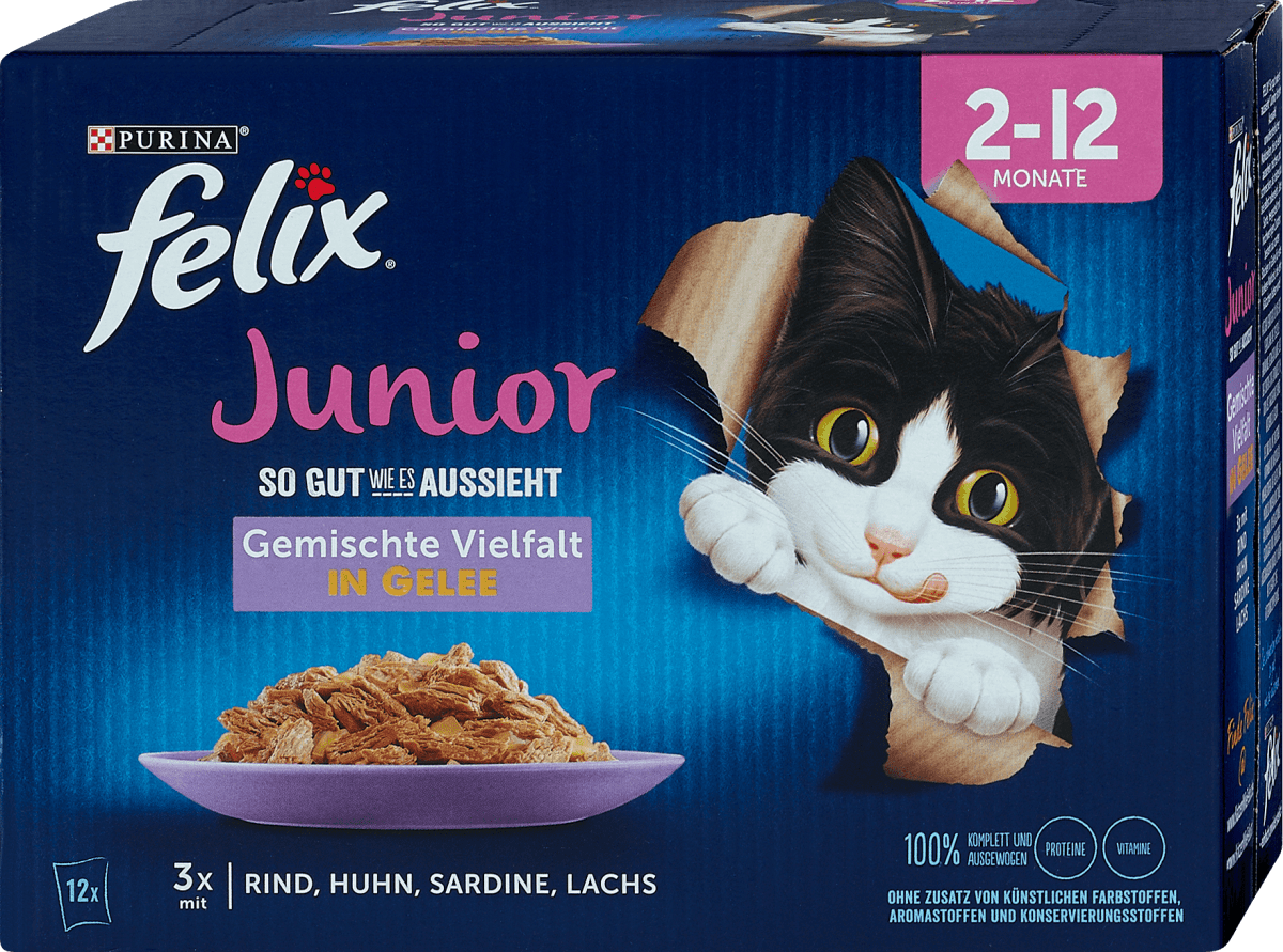 Felix Nassfutter Katze Junior Gemischte Vielfalt, 1,02 kg | dm.at