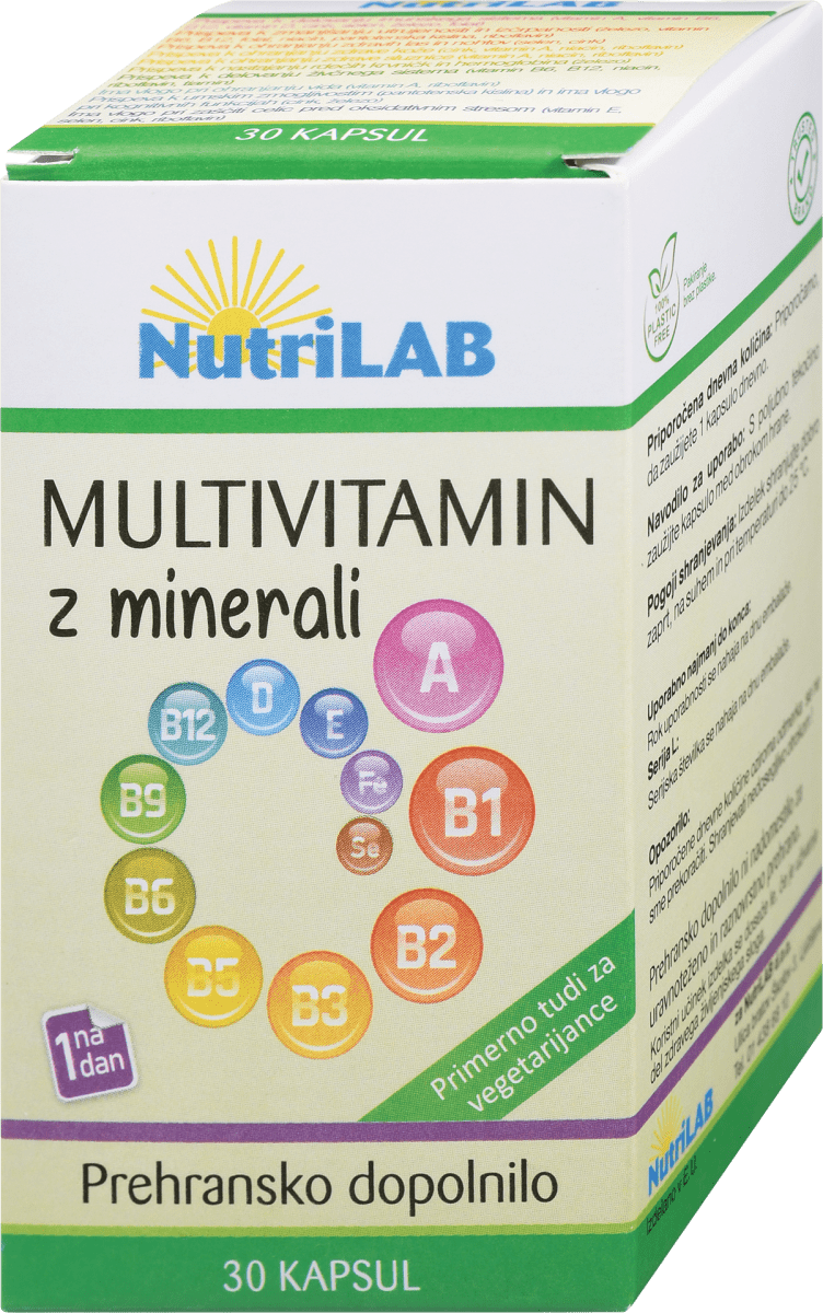 NutriLAB Prehransko dopolnilo MULTIVITAMIN z minerali, 30 kos | dm.si