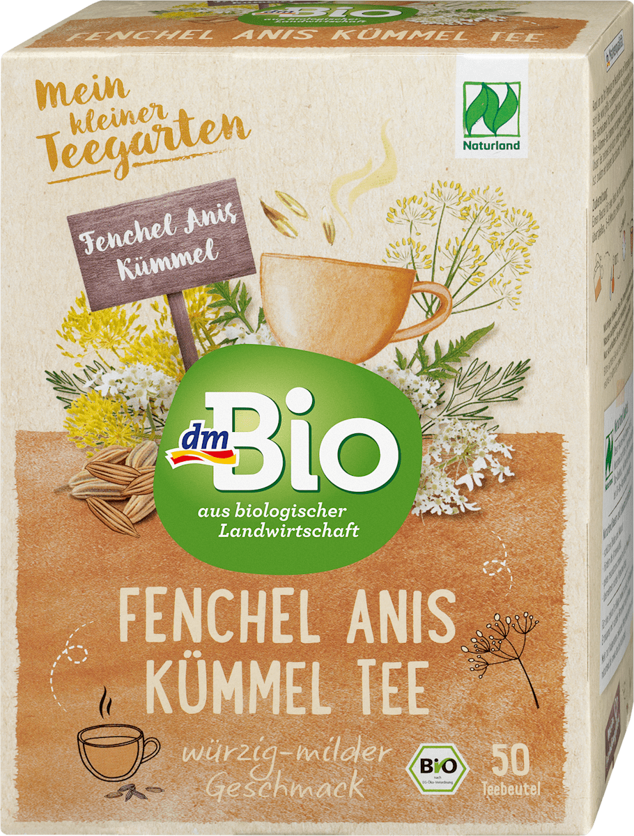dmBio Kräutertee Fenchel, Anis, Kümmel (50 Beutel), 100g, 100 g ...