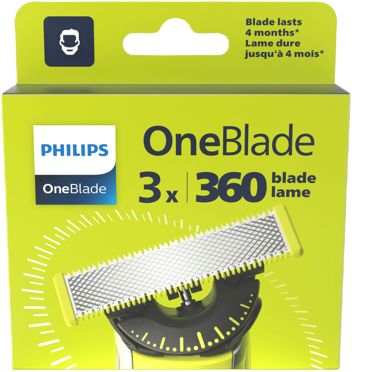 PHILIPS OneBlade Lama di ricambio OneBlade 360 confezione tripacco, 3 ...
