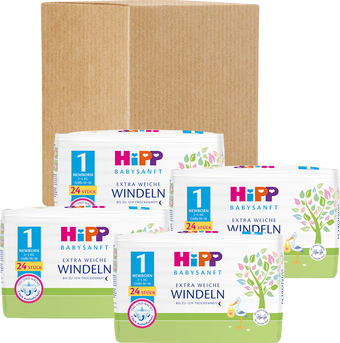HiPP Babysanft Windeln Gr. 1 Newborn (2-5 kg), Monatspack, 96 St | dm.at