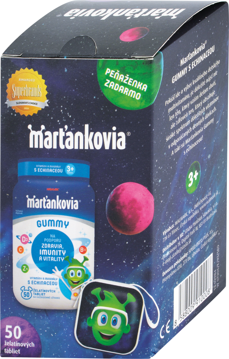 Walmark Cmúľacie tablety marťankovia s echinaceou + peňaženka, 50 ks ...