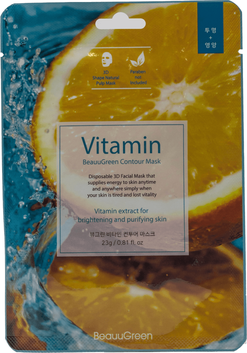 BeauuGreen Mască de față iluminantă cu extract de vitamine, 1 buc | dm.ro