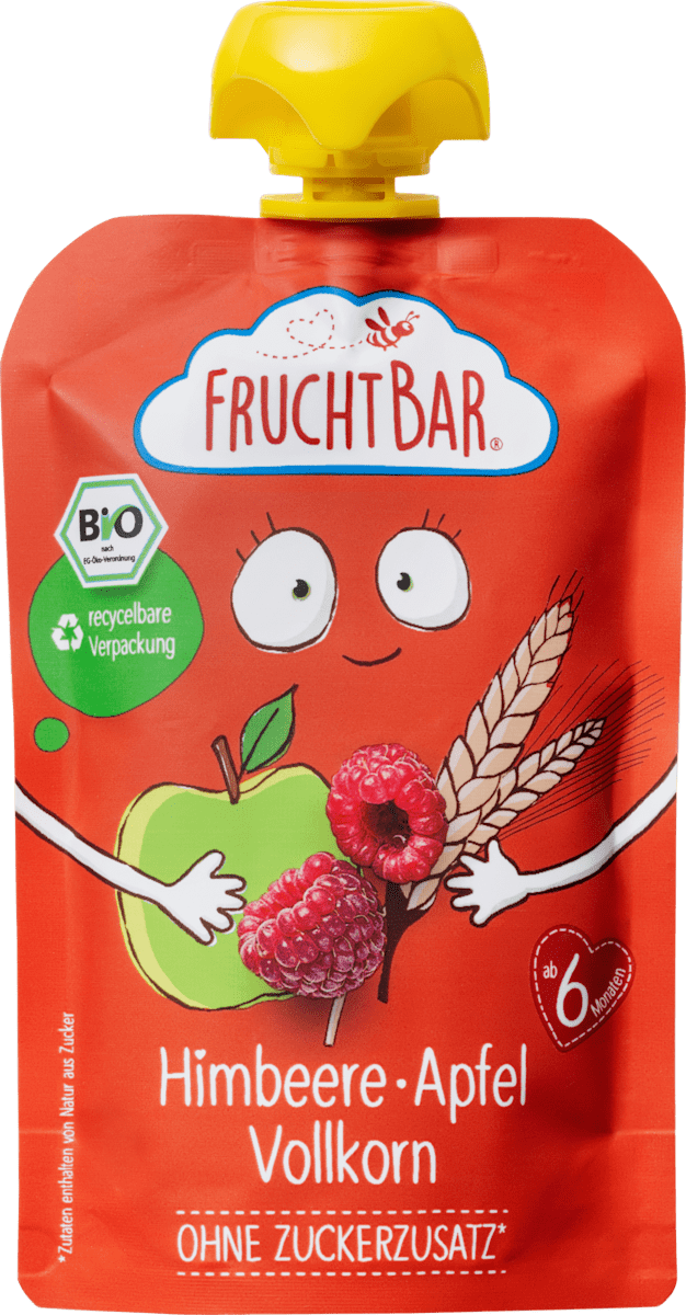 FruchtBar Bio Quetschie Himbeere, Apfel & Vollkorn, 100 g dm Dauerpreis ...