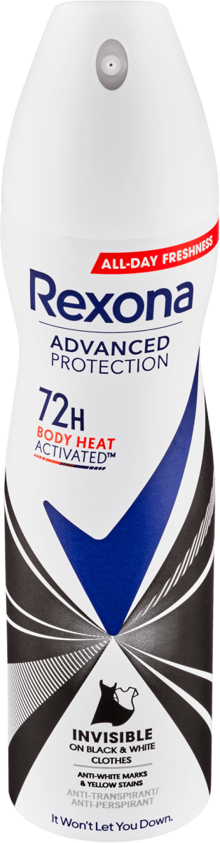 Rexona Advanced Protection antiperspirant sprej 72H Invisible on black ...