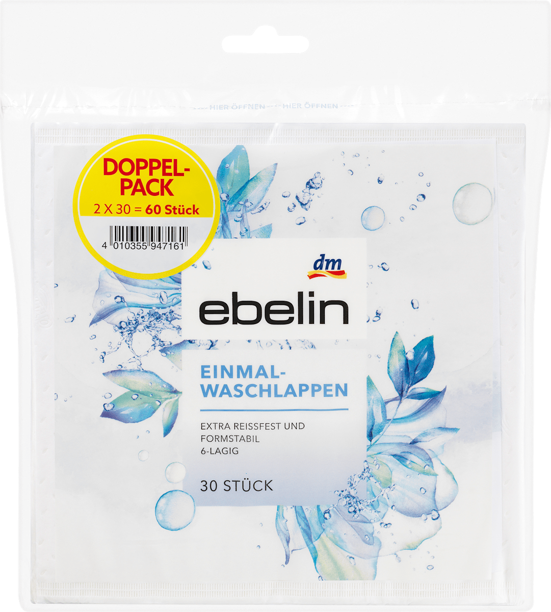 ebelin Einmalwaschlappen (2 x 30) Doppelpack, 60 St dm Dauerpreis: Immergünstig einkaufen | dm.at