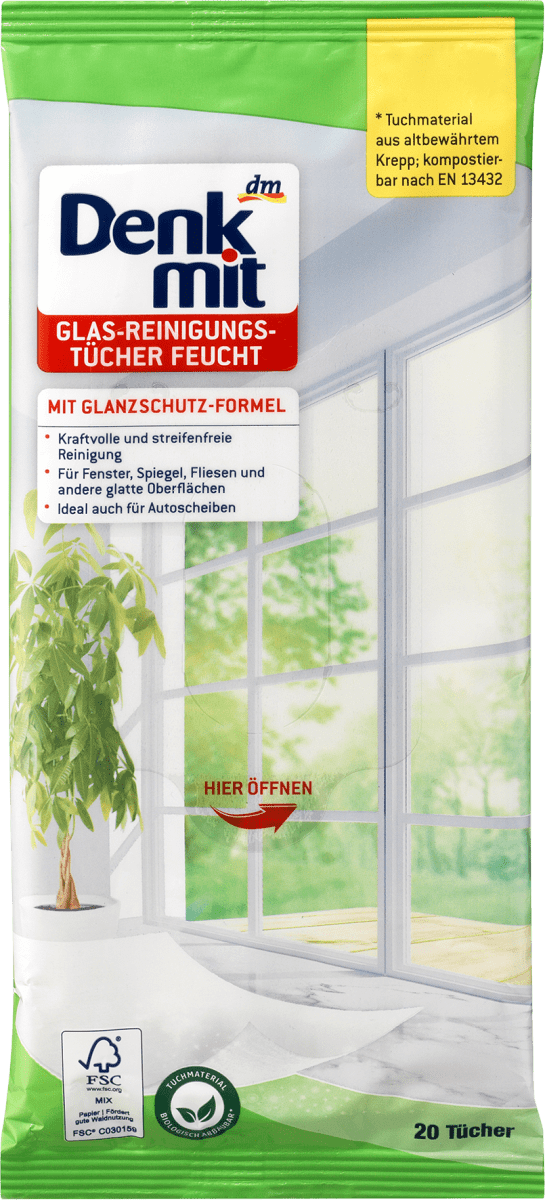 Denkmit Vlhčené utierky na sklo, 20 ks trvalo výhodne nakupovať online ...