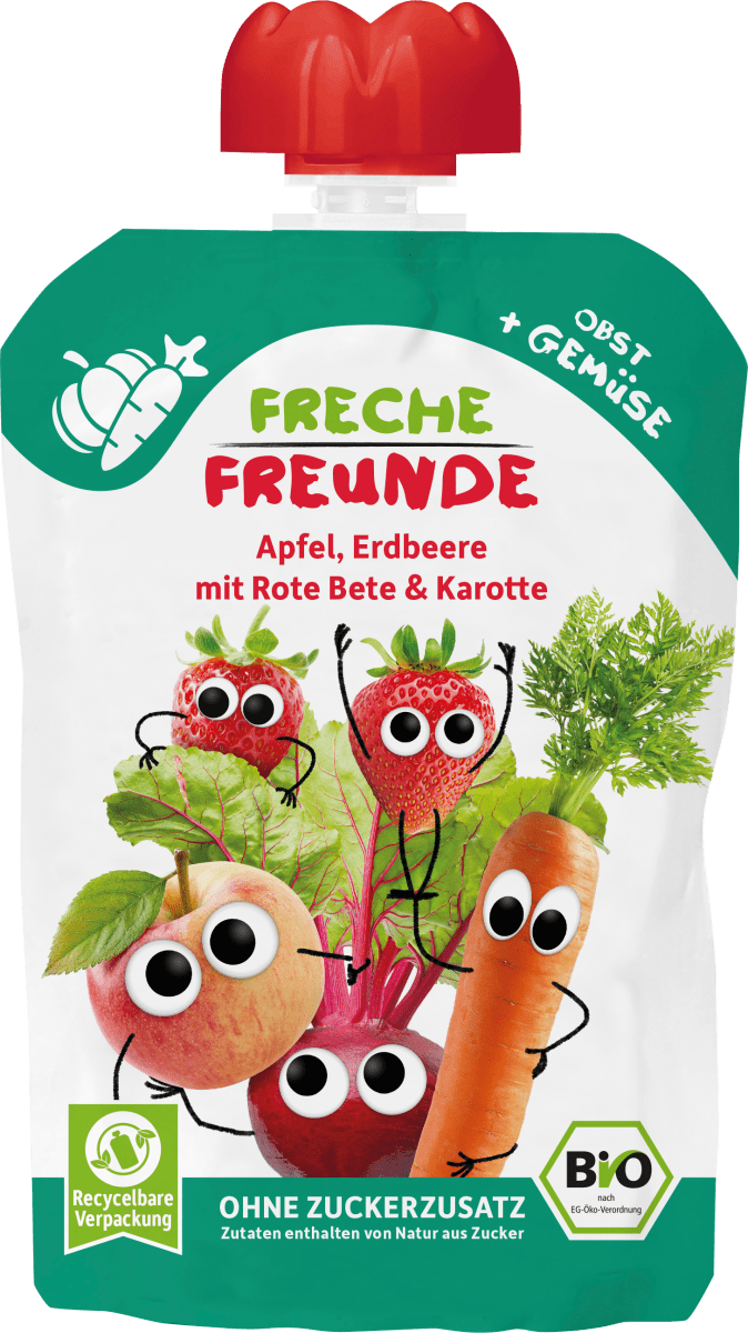 Freche Freunde Quetschie Apfel, Erdbeere mit Rote Bete & Karotte ab 6 ...