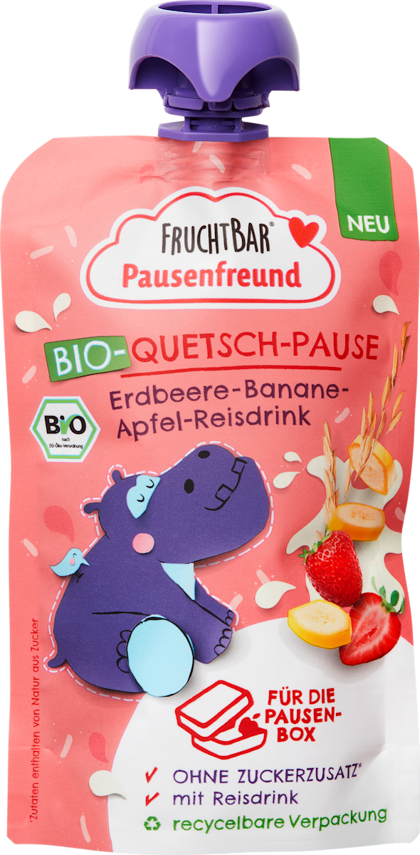 FruchtBar Pausenfreund Quetschie Bio Pausenfreund Erdbeere, Banane ...