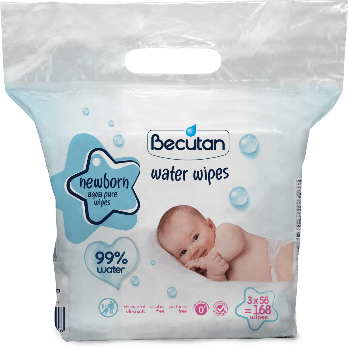 Becutan Vlažne maramice newborn aqua pure, 168 kom. | dm.hr