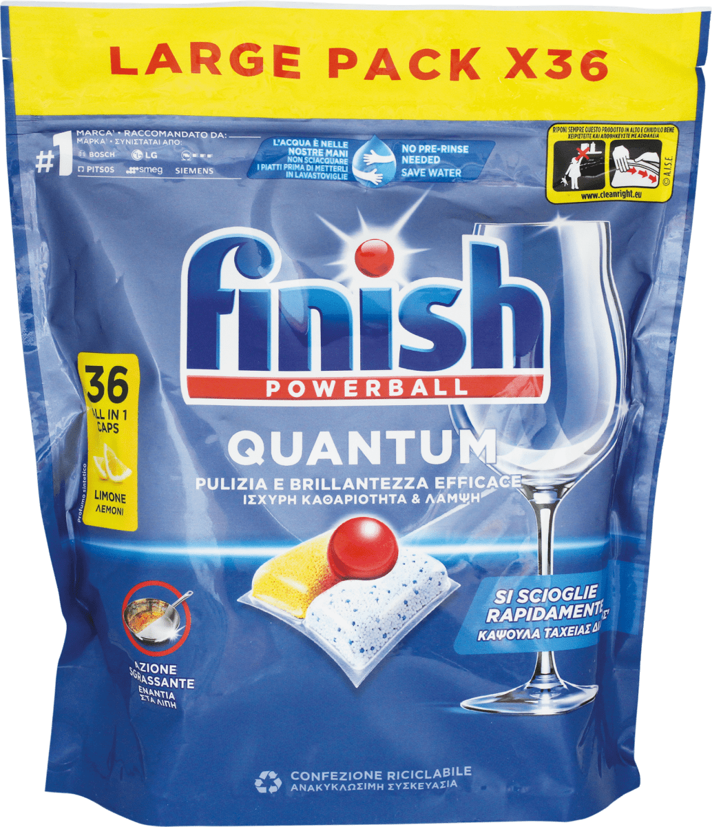Finish Caps per lavastoviglie Quantum al limone, 36 pz | dm Italia