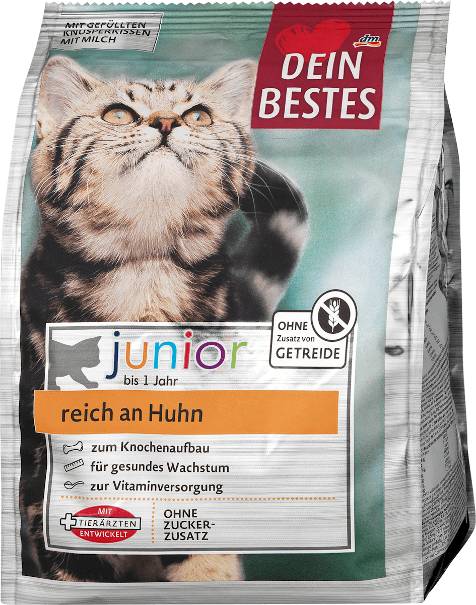 Dein Bestes Trockenfutter Katze junior reich an Huhn, 500 g dm ...