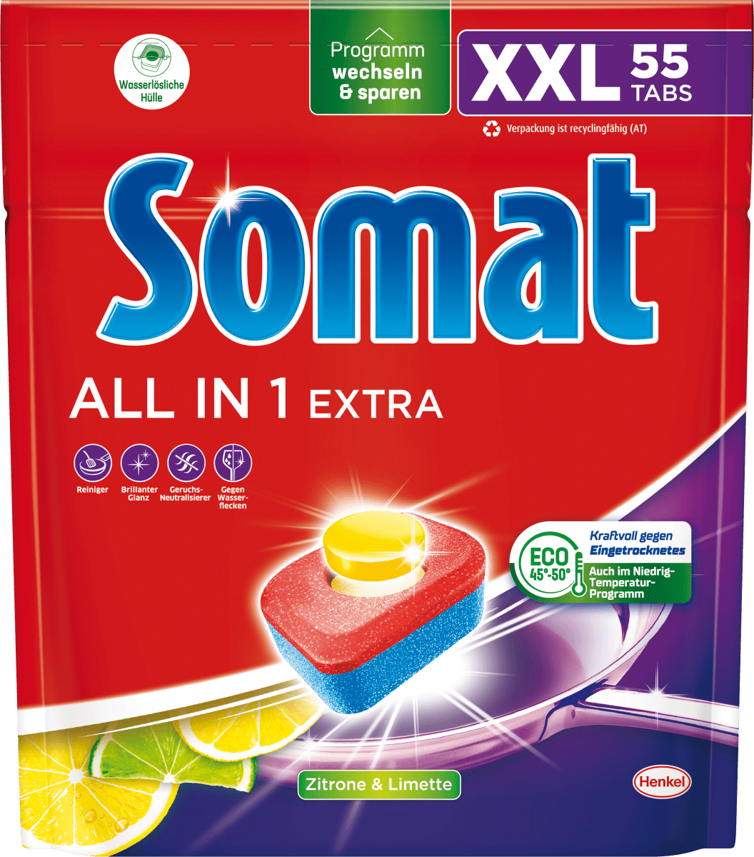 Somat Geschirrspül-Tabs All in 1 Extra Zitrone & Limette XXL, 913 g | dm.at