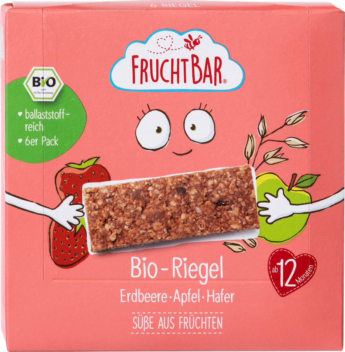 FruchtBar Fruchtriegel Bio Erdbeere, Apfel und Hafer ab 12 Monaten, 138 ...
