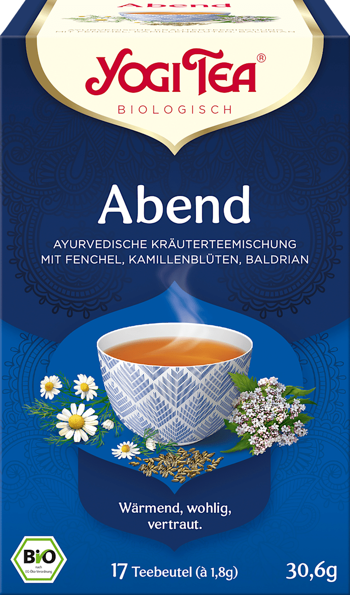 YOGI TEA Kräutertee "Abend" mit Fenchel, Kamillenblüten & Baldrian (17 ...