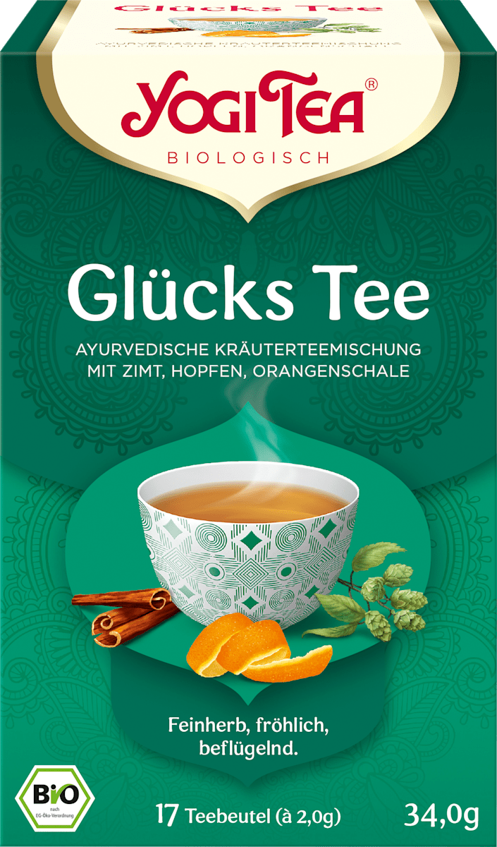 YOGI TEA Kräutertee "Glücks Tee" mit Zimt, Hopfen & Orangenschale (17 ...