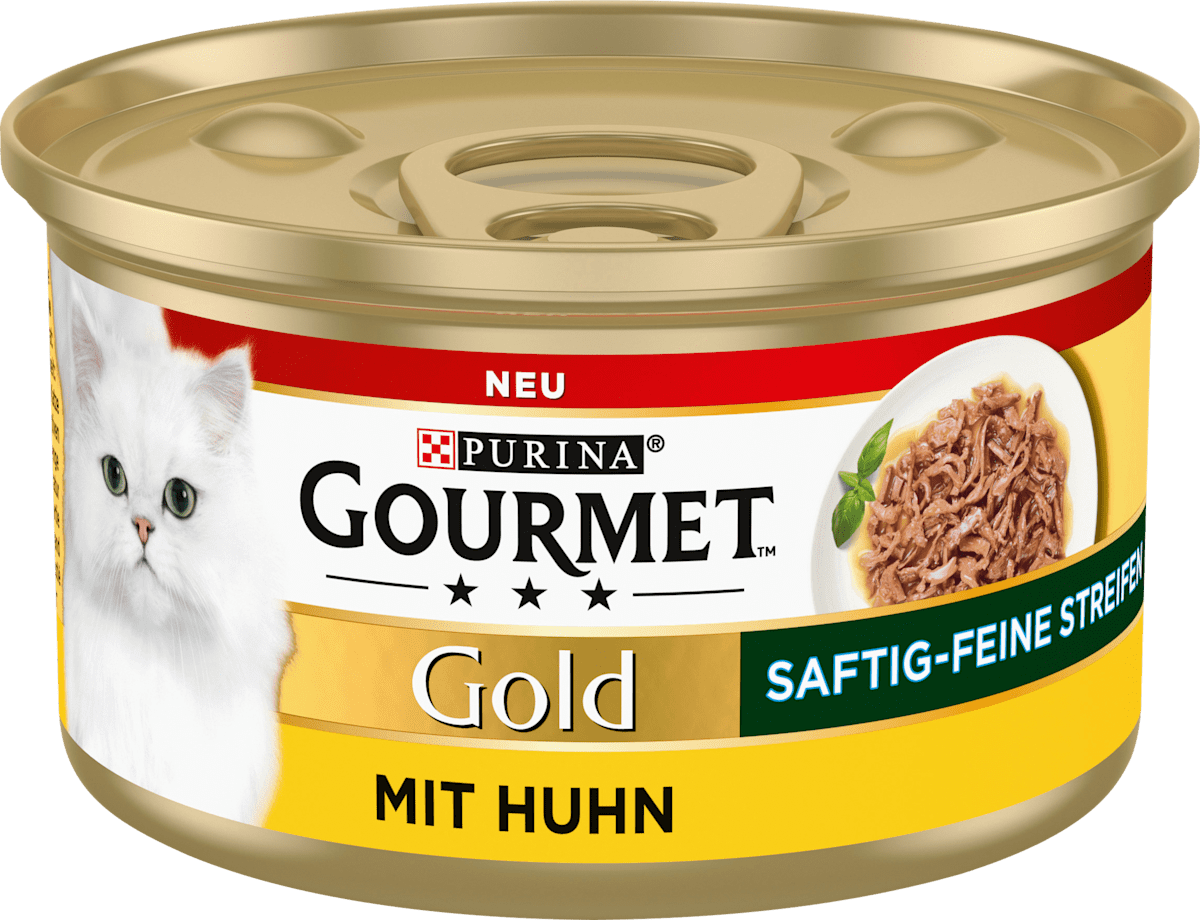 Purina Gourmet Nassfutter Katze Gold Saftig-Feine Streifen mit Huhn, 85 ...