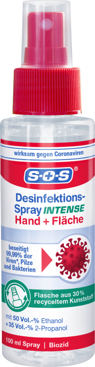 SOS Desinfektionsspray Intense für Hand & Flächen, 100 ml dauerhaft ...