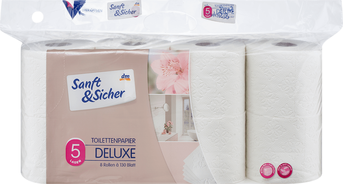 Sanftandsicher Toilettenpapier Deluxe 5 Lagig 8x130 Blatt 8 St