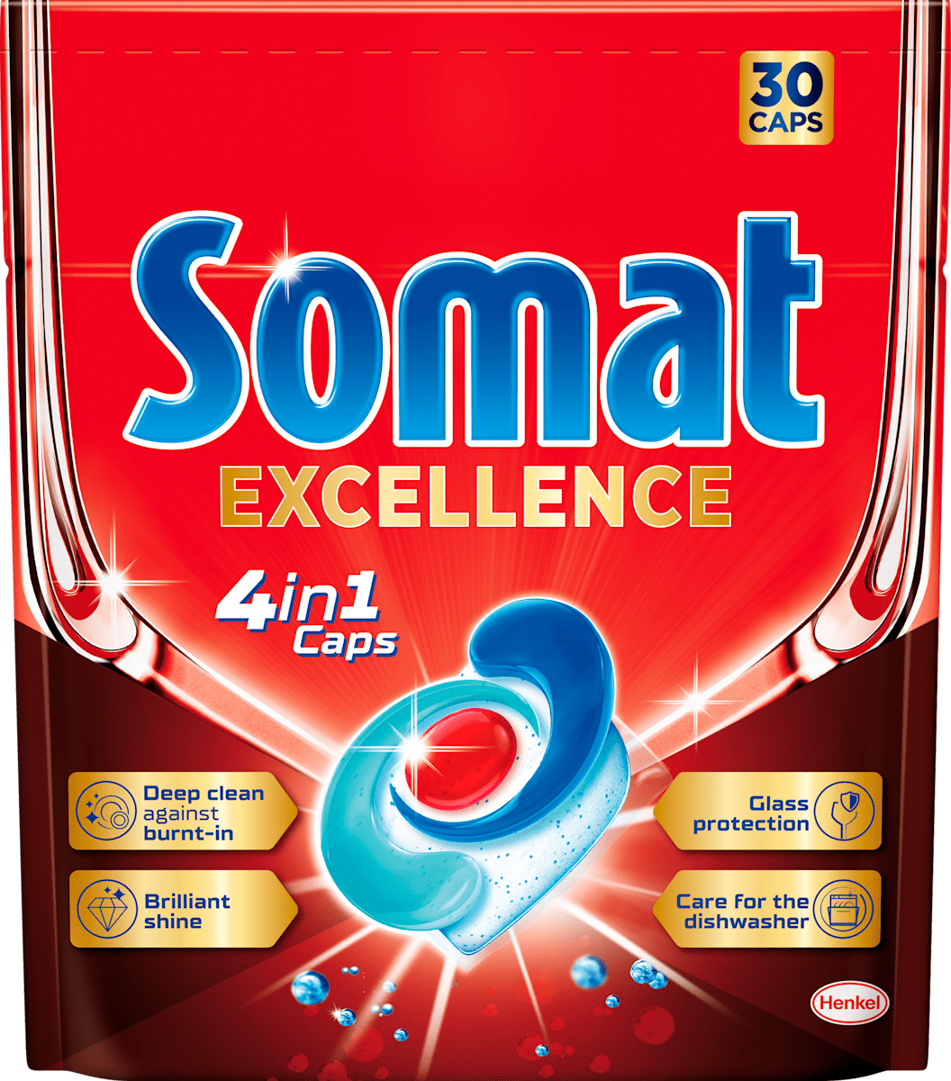 Somat Kapsule za strojno pomivanje posode 4 v 1 EXCELLENCE, 30 kos | dm.si