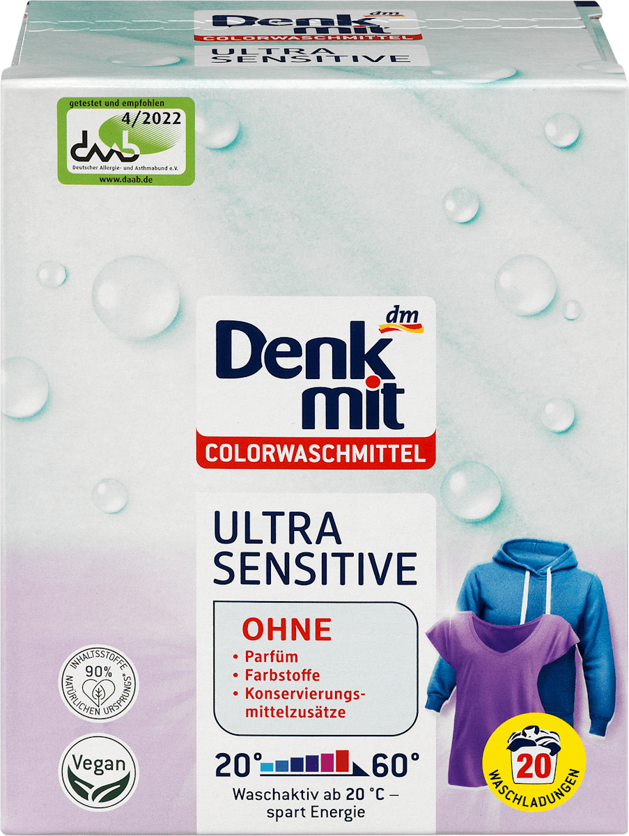 Denkmit Colorwaschmittel Pulver Ultra Sensitive, 20 Wl dauerhaft ...