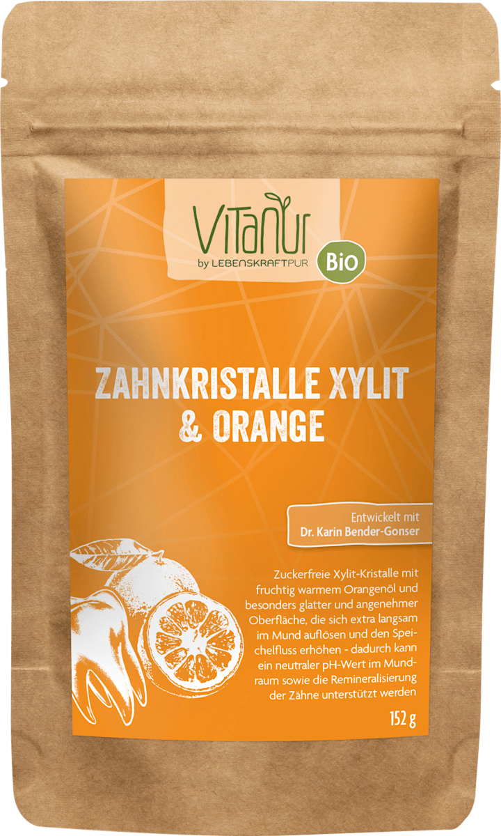 Lebenskraftpur Zahnkristalle Vitanur Xylit & Orange, 152 g | dm.at