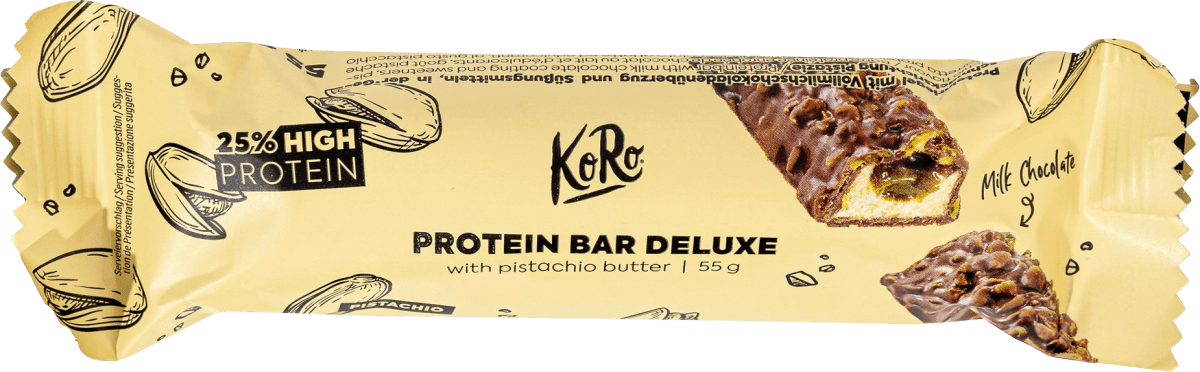 KoRo Proteinriegel 25%, Deluxe mit Pistazienbutter, 55 g dauerhaft ...