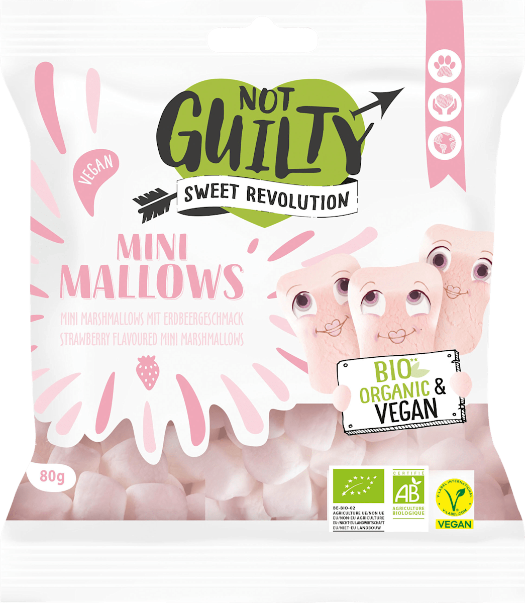 NOT GUILTY Marshmallows, Mini Mallows mit Erdbeergeschmack, 80 g ...