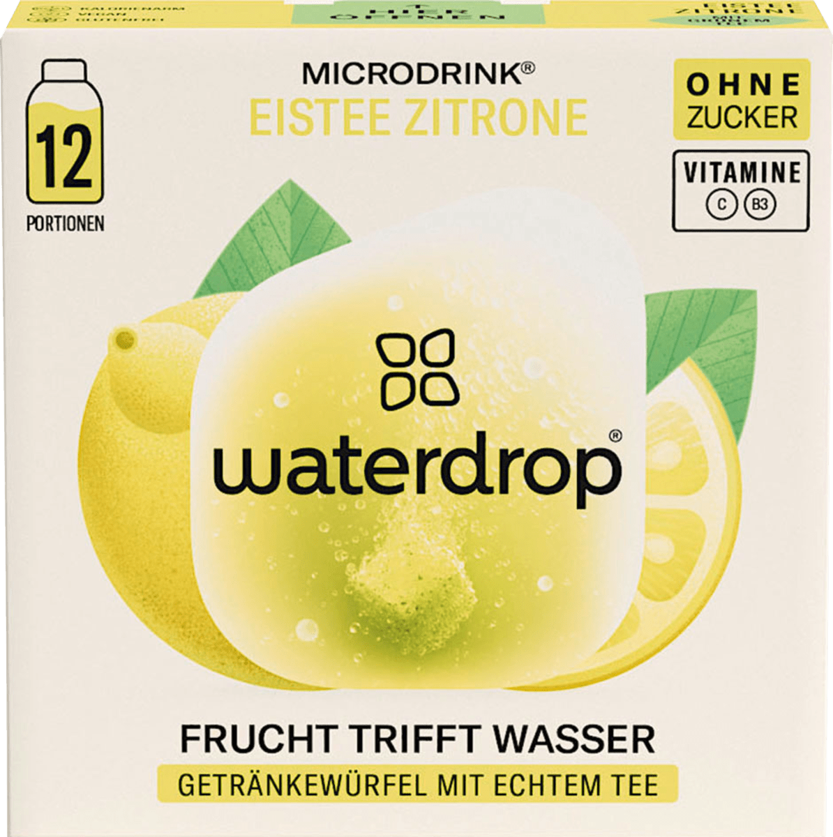 waterdrop Getränkewürfel Microdrink Eistee Zitrone (12 Stück), 25,2 g ...