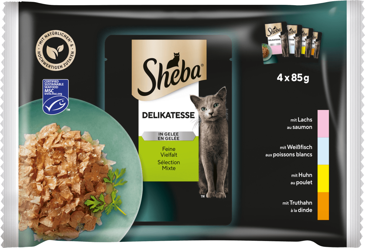 Sheba Nassfutter Katze Delikatesse in Gelee Feine Vielfalt, 340 g | dm.at