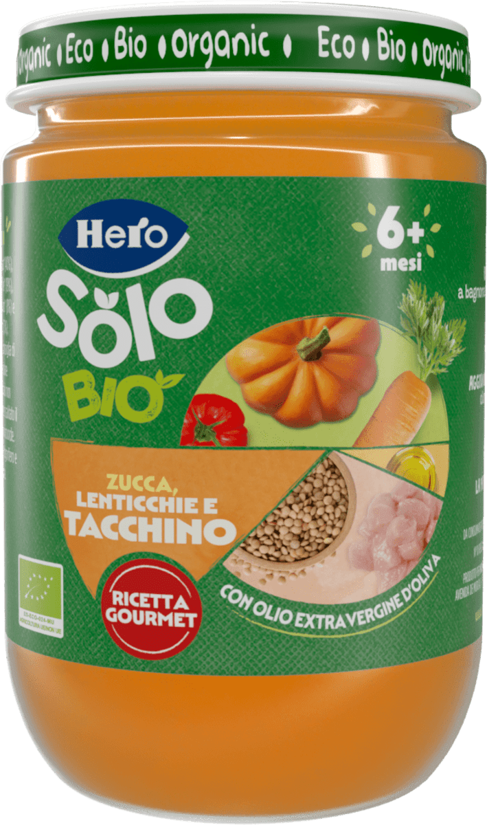 Hero Solo Omogeneizzato biologico alla zucca, lenticchie e tacchino ...