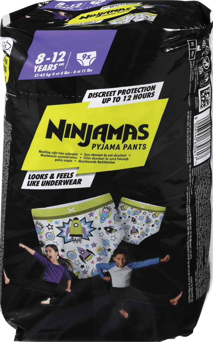 Ninjamas Hlačne plenice, 8-12 let, 27-43 kg, 9 kos | dm.si